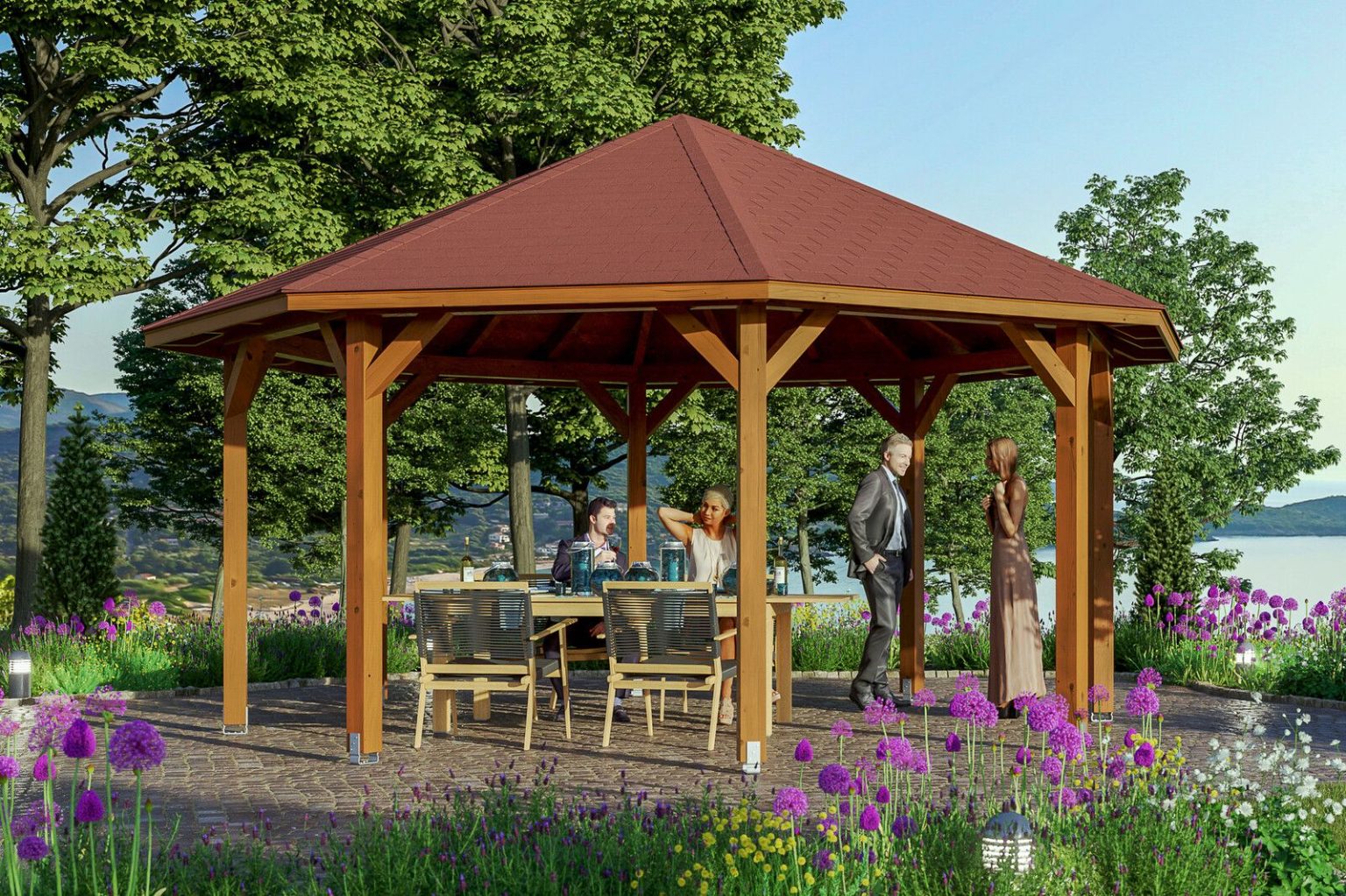 Nyolcszögletű kerti pavilon Nice371 - e-kert.hu